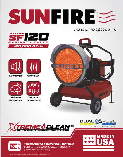[Catalog] Clean Burn SunFire SF120 Radiant Heater – NorTex Sales & Service
